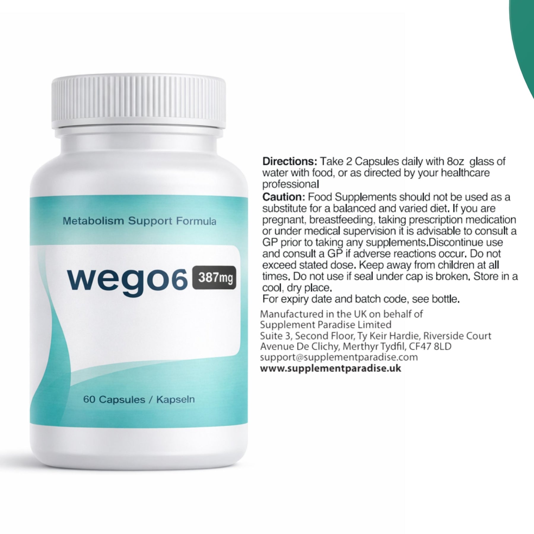WEGO6 Food Supplement – 60 Capsules (1 Month Supply) – Daily Wellness